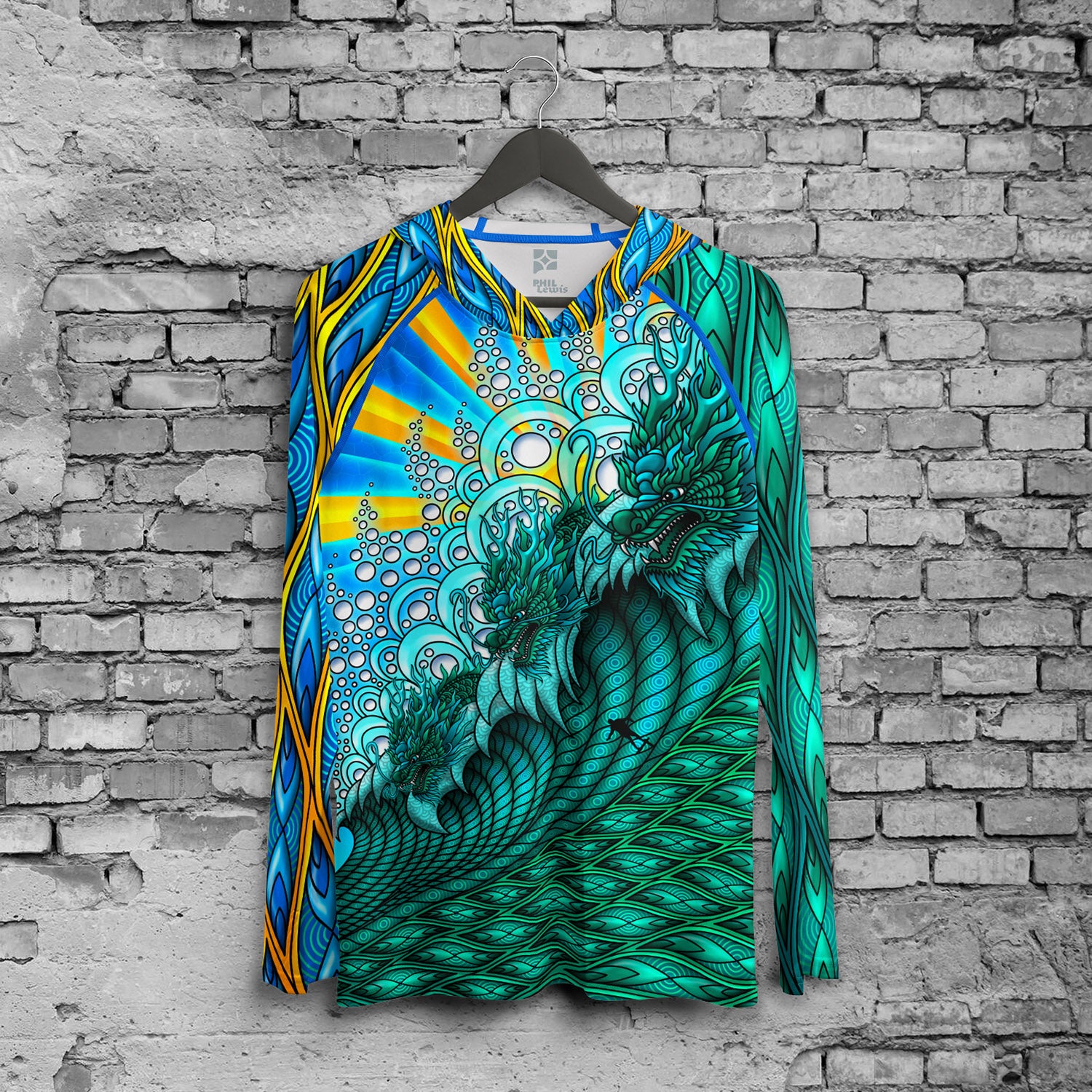 Three Headed Dragon - UPF 50+ Sun Hoodie – Phil Lewis Art