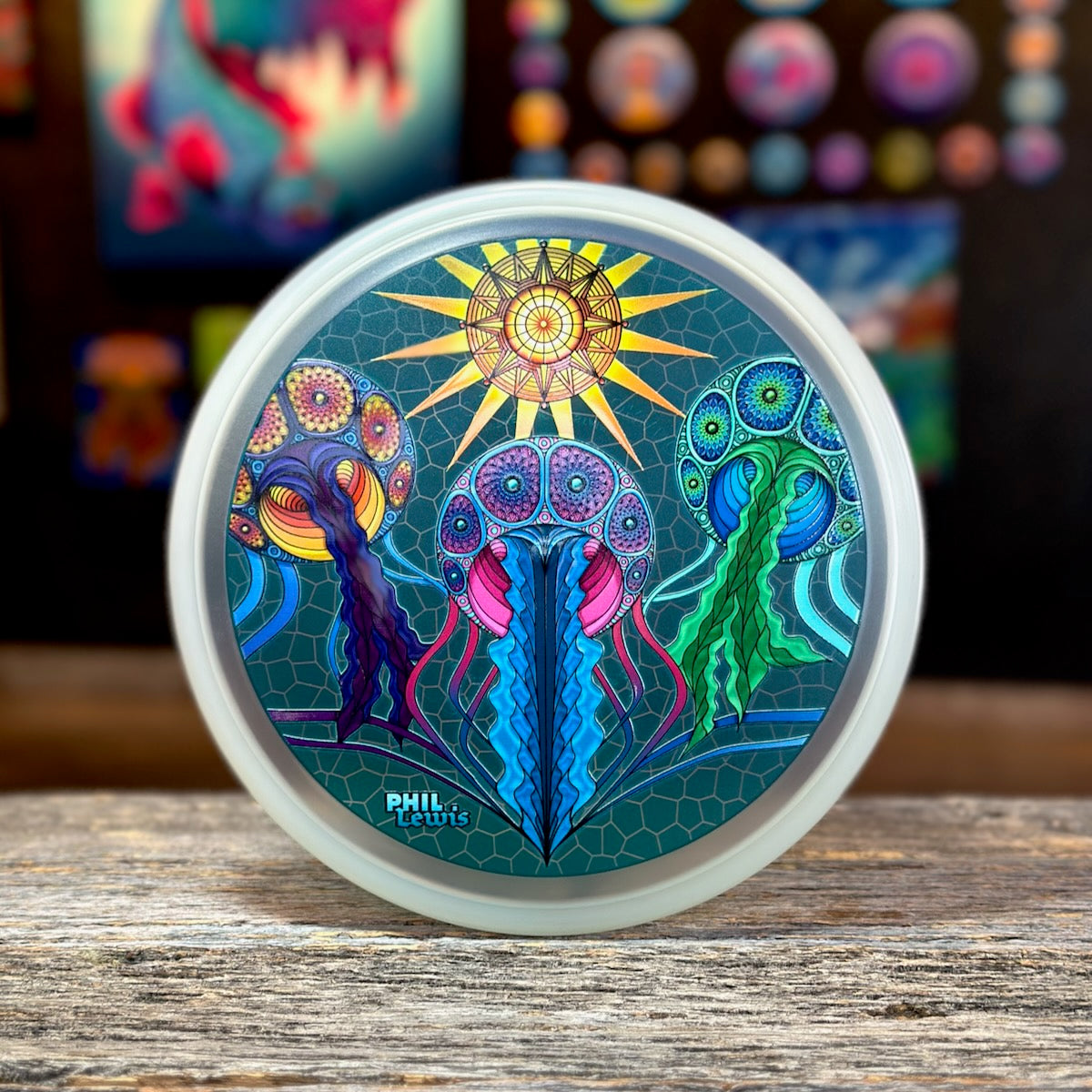 Trippy Jellyfish Golf Disc | Visionary Art – Phil Lewis Art