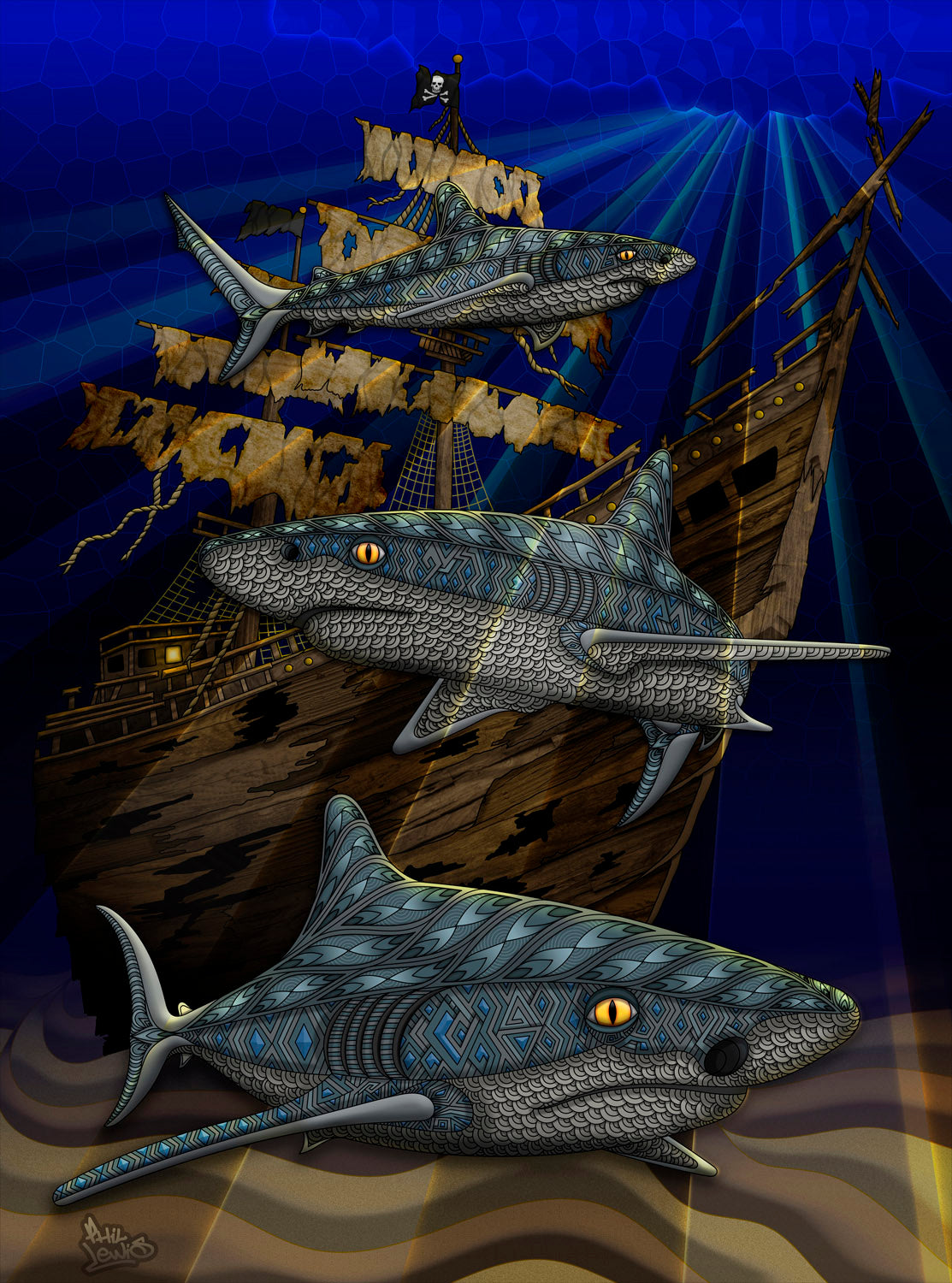 Sharks - Photo Paper Print – Phil Lewis Art