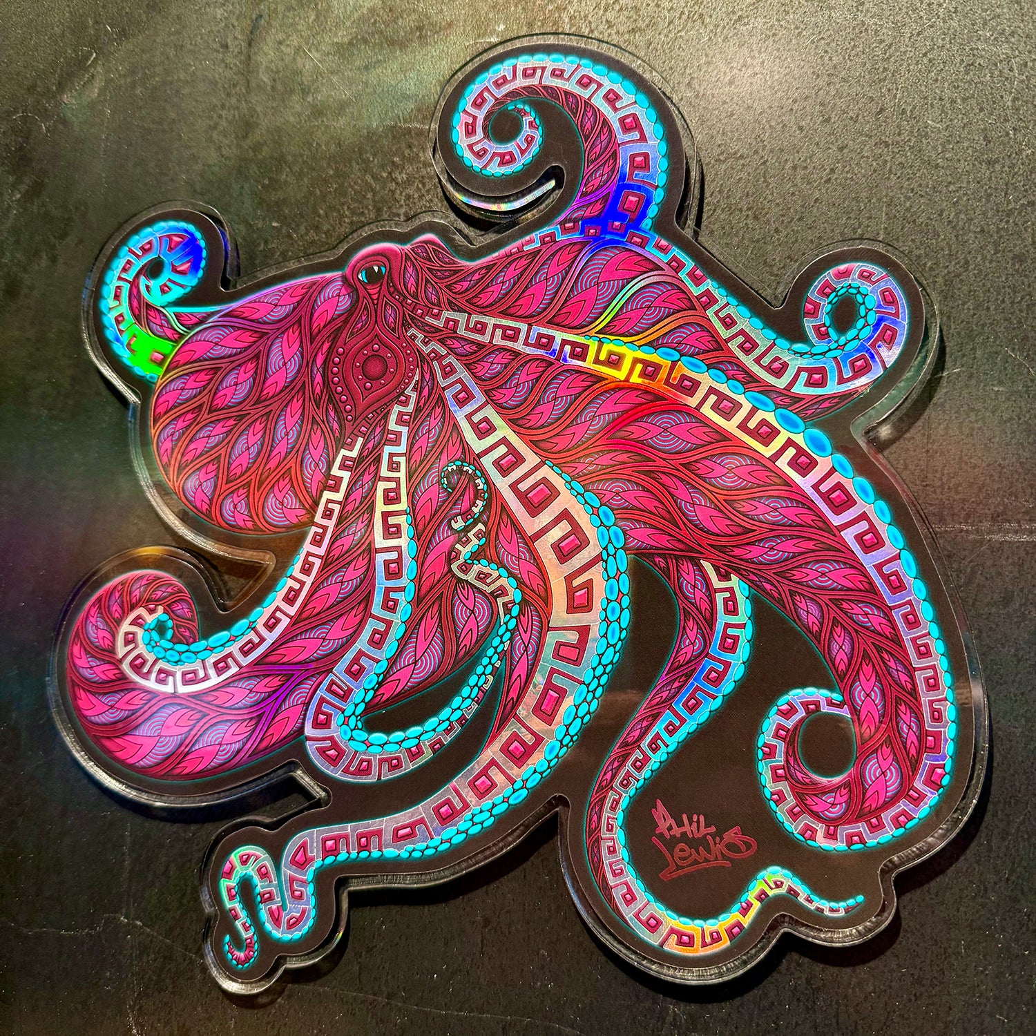 Psychedelic Octopus Foil Sticker | Visionary Art – Phil Lewis Art