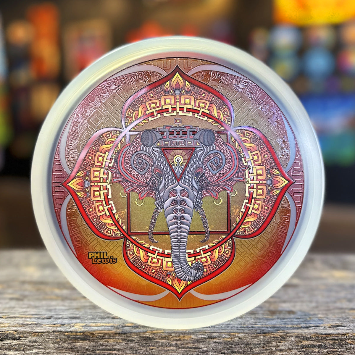 Trippy Elephant Golf Disc | Visionary Art – Phil Lewis Art