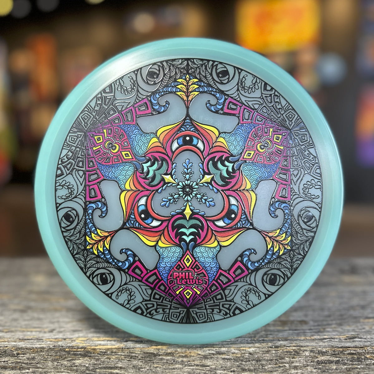 Trippy Hexagon Golf Disc | Visionary Art – Phil Lewis Art
