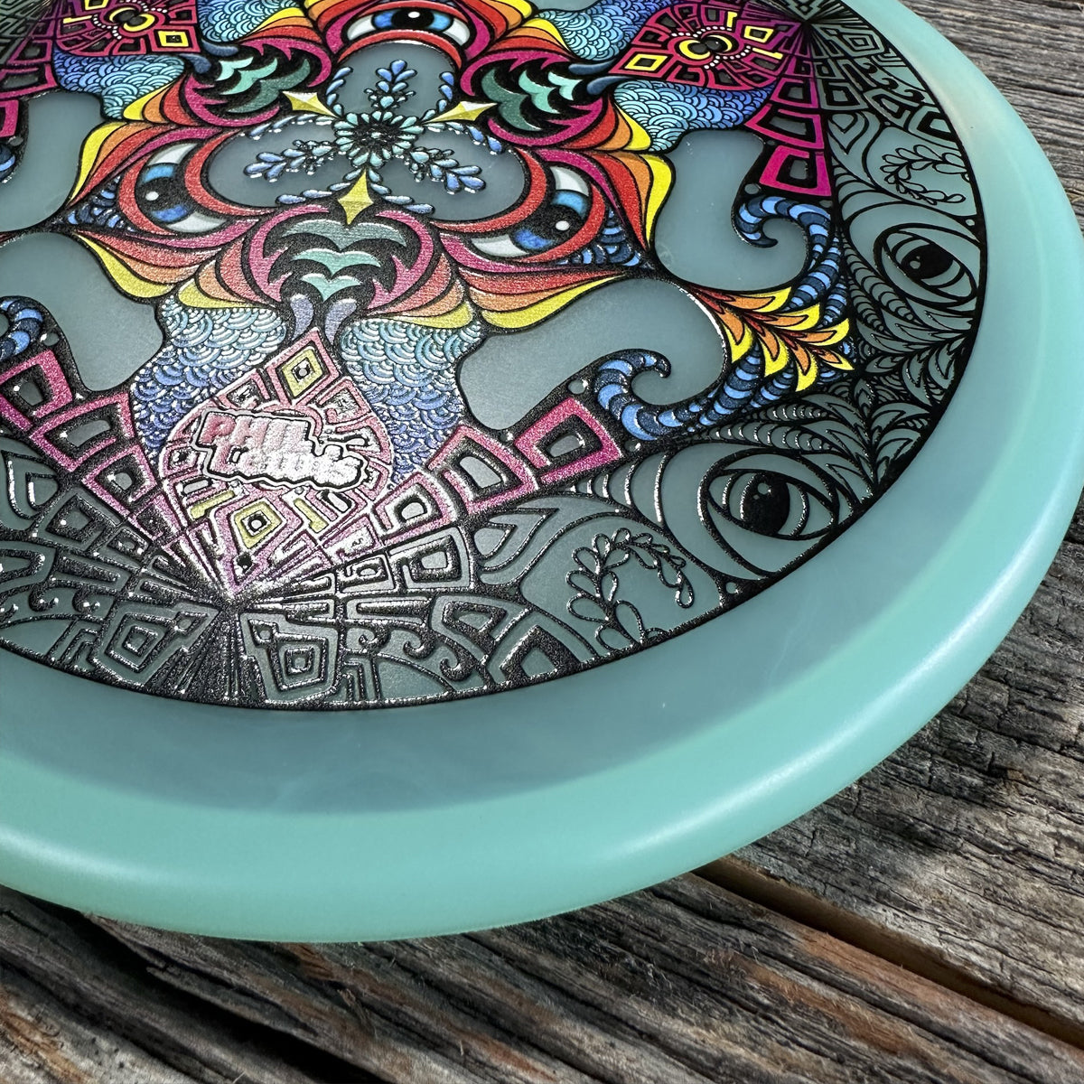 Trippy Hexagon Golf Disc | Visionary Art – Phil Lewis Art