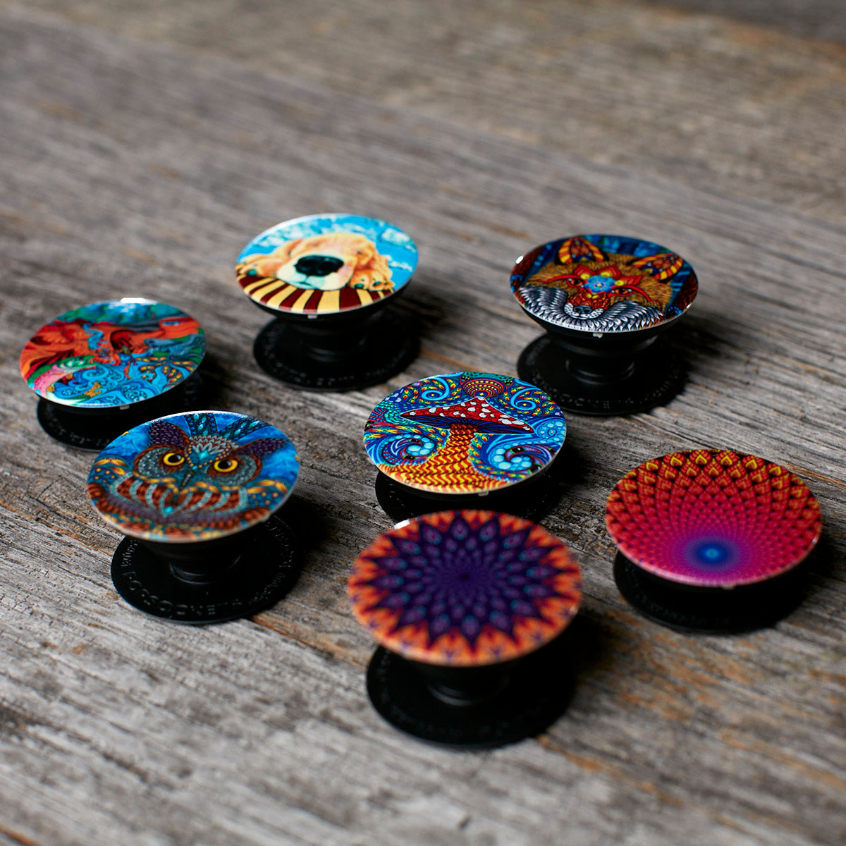 Trippy Full Color Pop Sockets | Visionary Art – Phil Lewis Art