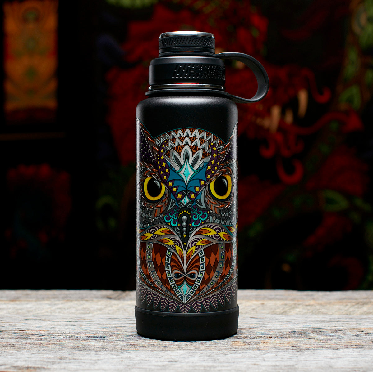 Owl Eyes - 32oz Stainless Steel Flask – Phil Lewis Art