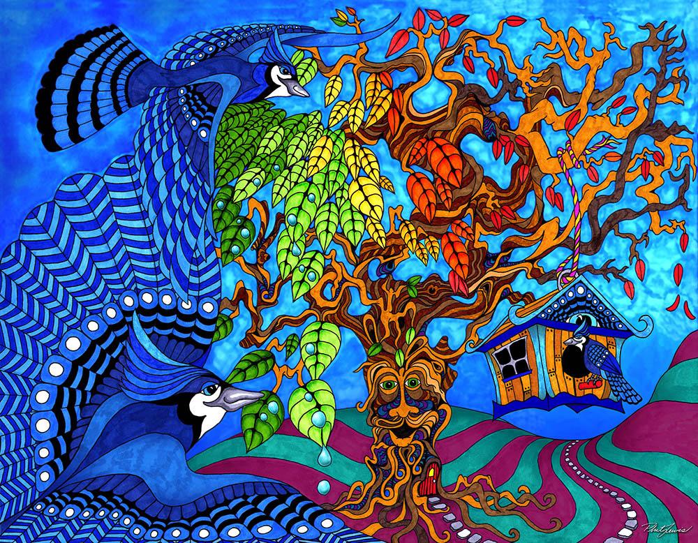 Trippy Birdhouse Print (Retail 11x14) | Visionary Artwork – Phil Lewis Art