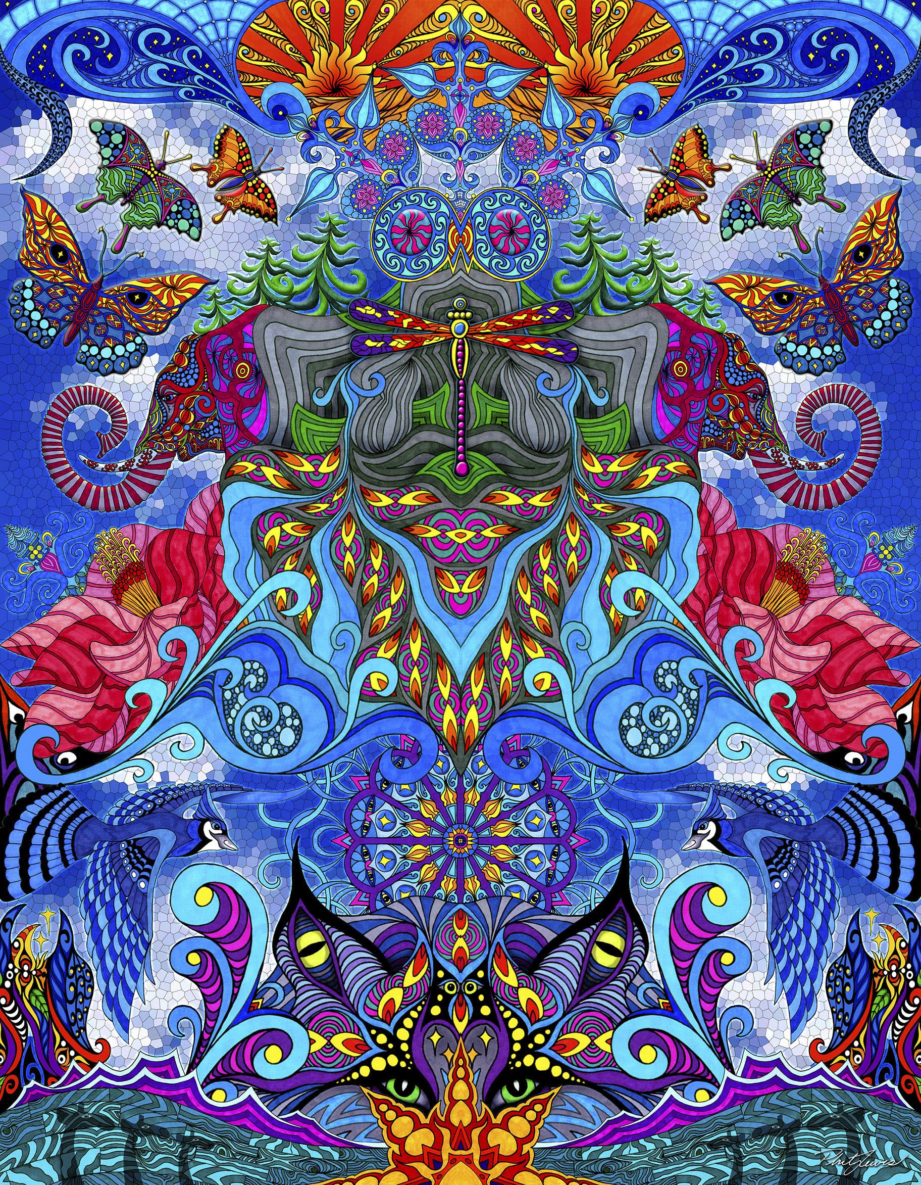 Trippy Sugar Magnolia Poster | Visionary Artwork – Phil Lewis Art