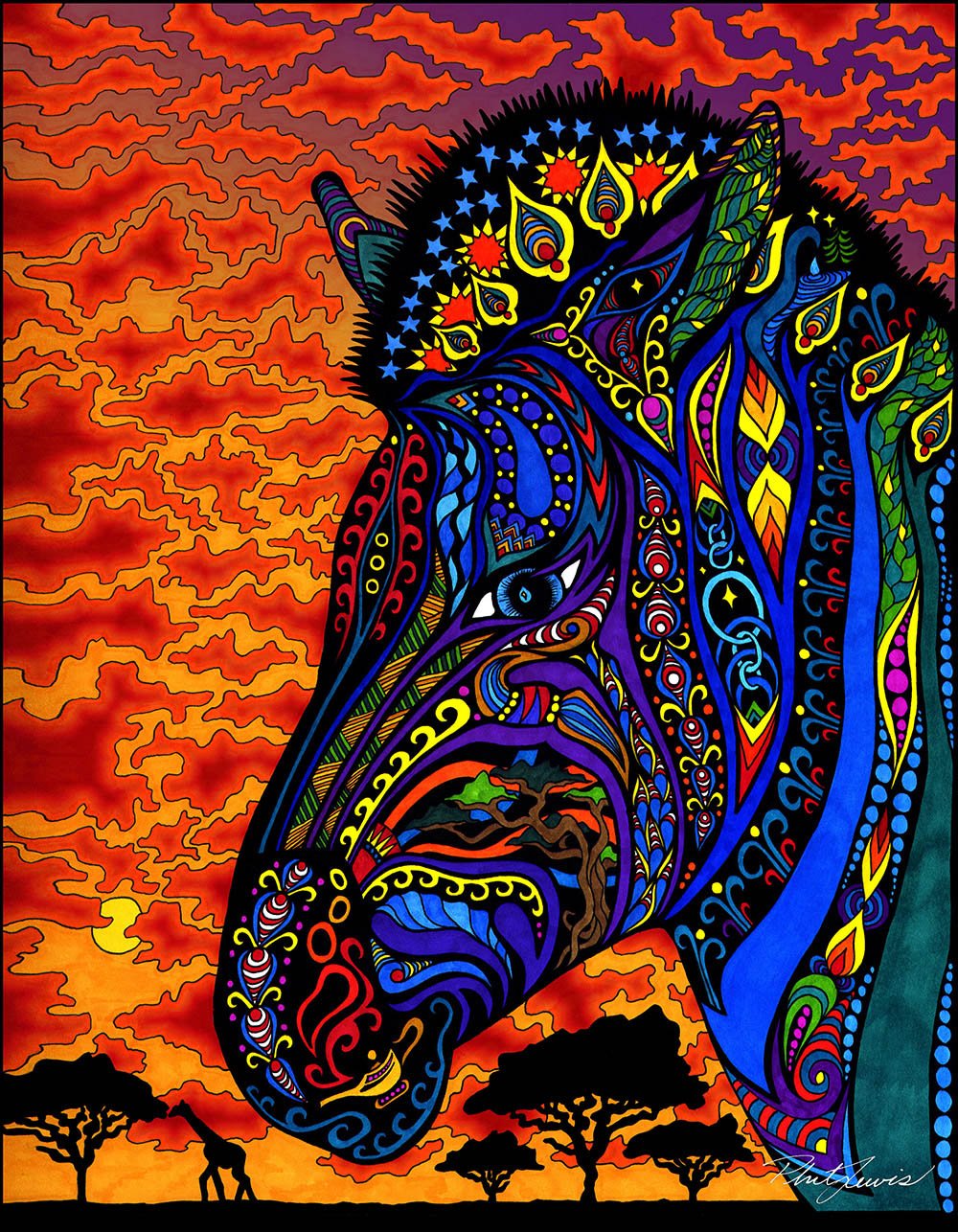 Psychedelic Zebra Print | Spiritual Artwork – Phil Lewis Art